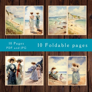 Day at the Beach Junk Journal Pages, Retro Summer Printable Pages ...