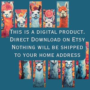 Printable Bookmarks - Colorful Alpaca - Lama. Printable PDF and JPEG ...
