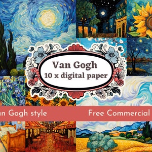 Van Gogh Digital Paper: Starry Night, Sunflowers (PNG Files) - Etsy