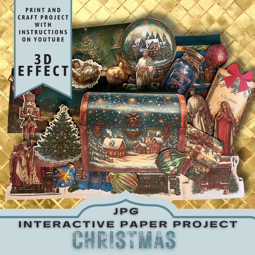 Christmas Interactive Paper Craft Project, Printable. 3D Effect Journal ...