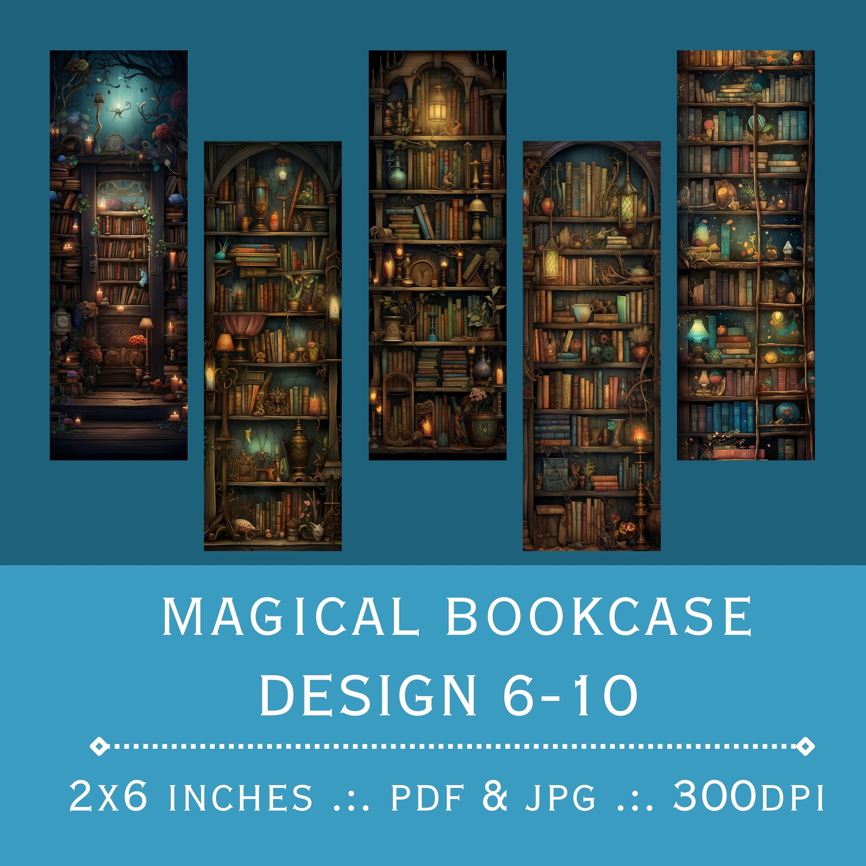 Printable Bookmarks Magic Bookcase. Printable PDF and JPEG - Etsy
