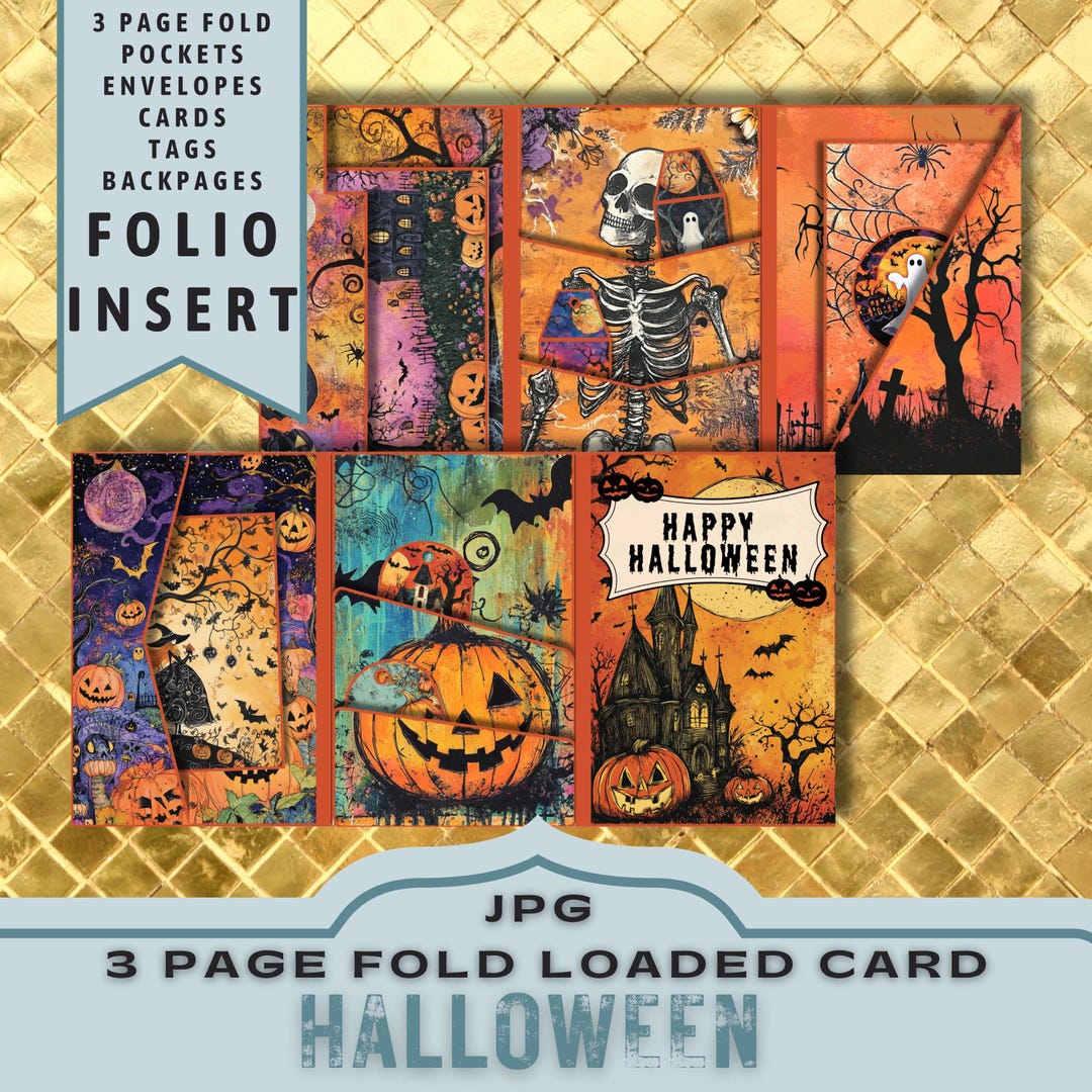 Halloween Party 3 Page Loaded Card Kit, Spooky Scary Folio, Ghost Card ...