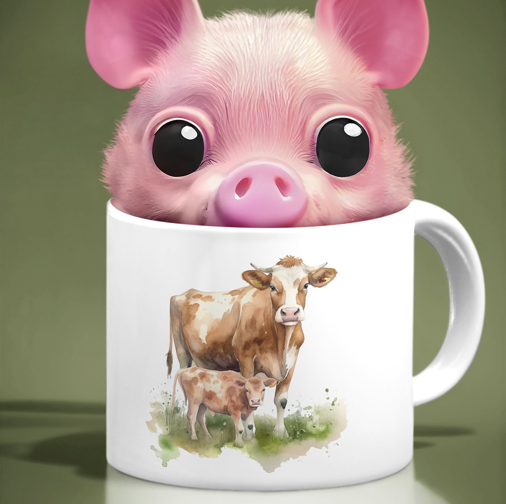 20 Farm Animals Clip Art. Digital Watercolor. 300 Dpi Sublimation ...