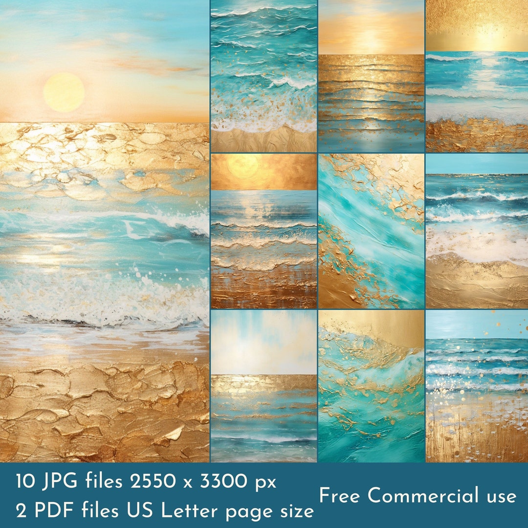 Golden Beach Junk Journal Filler Pages. PDF File and Printable JPEG ...