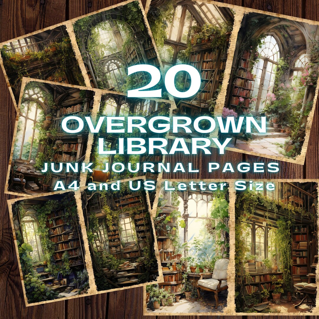 Vintage Overgrown Library Junk Journal Pages: Botanical Theme (PDF ...