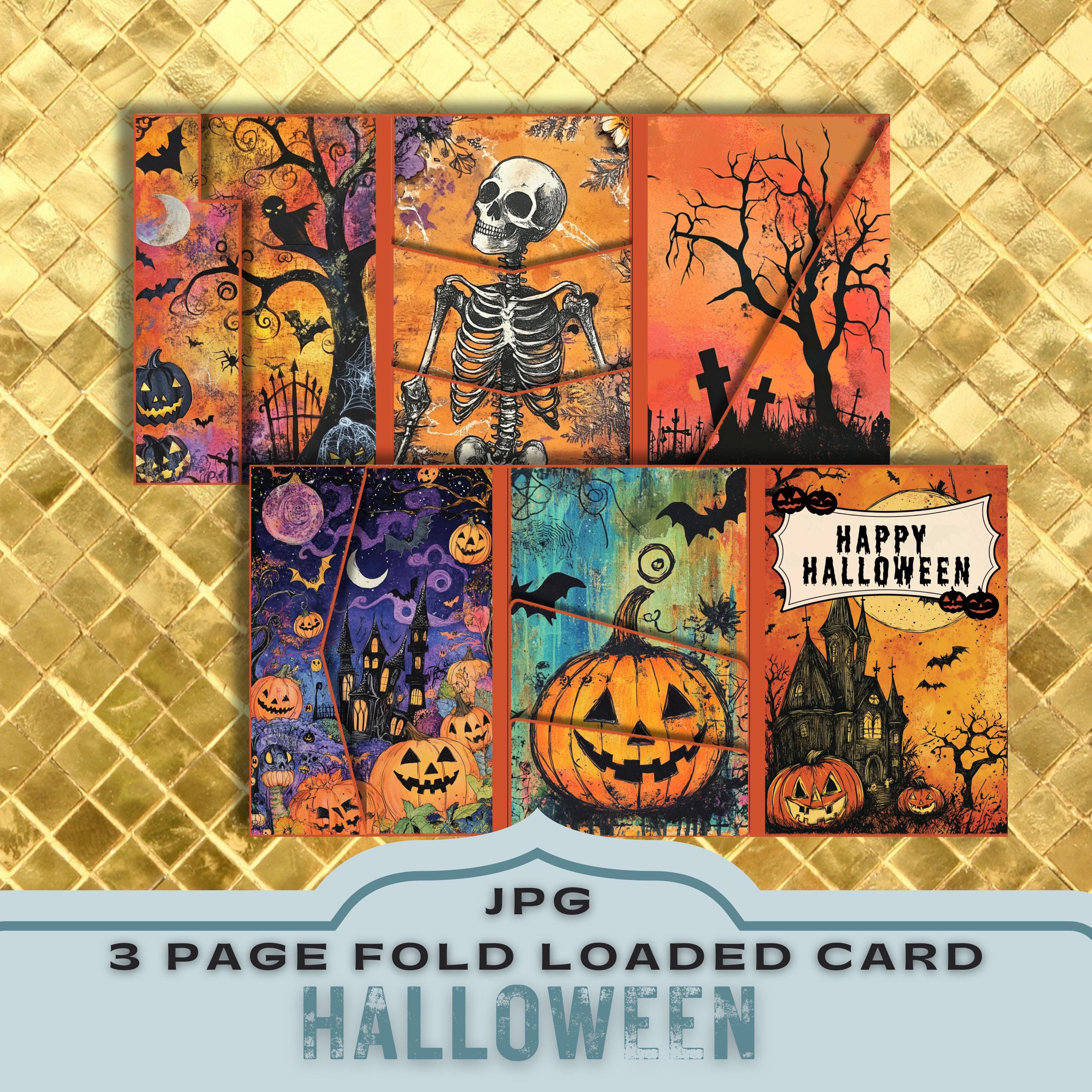 Halloween Card Kit: Spooky 3-page Folio, Ephemera (JPG Digital Folder ...