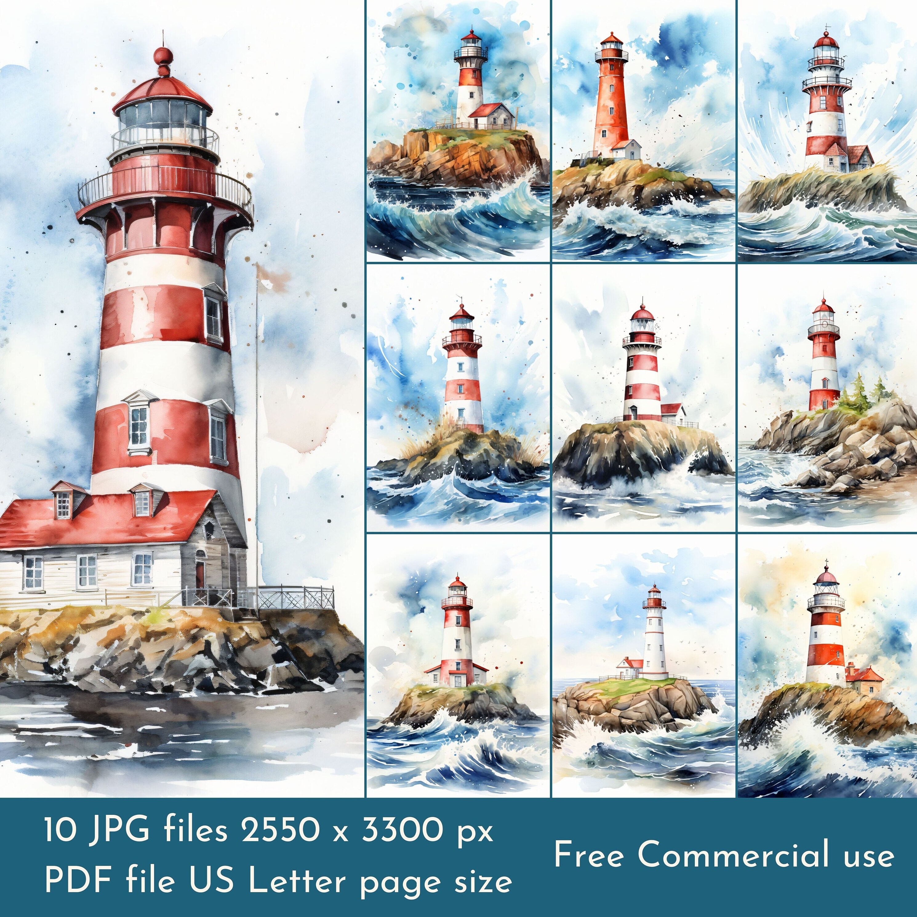 Lighthouse. PDF File and Printable JPEG Files. 300dpi. - Etsy
