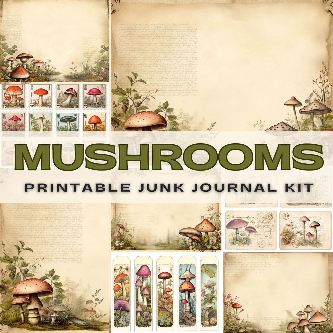 Vintage Mushroom Junk Journal Kit: Printable Scrapbook Pages (PDF) - Etsy