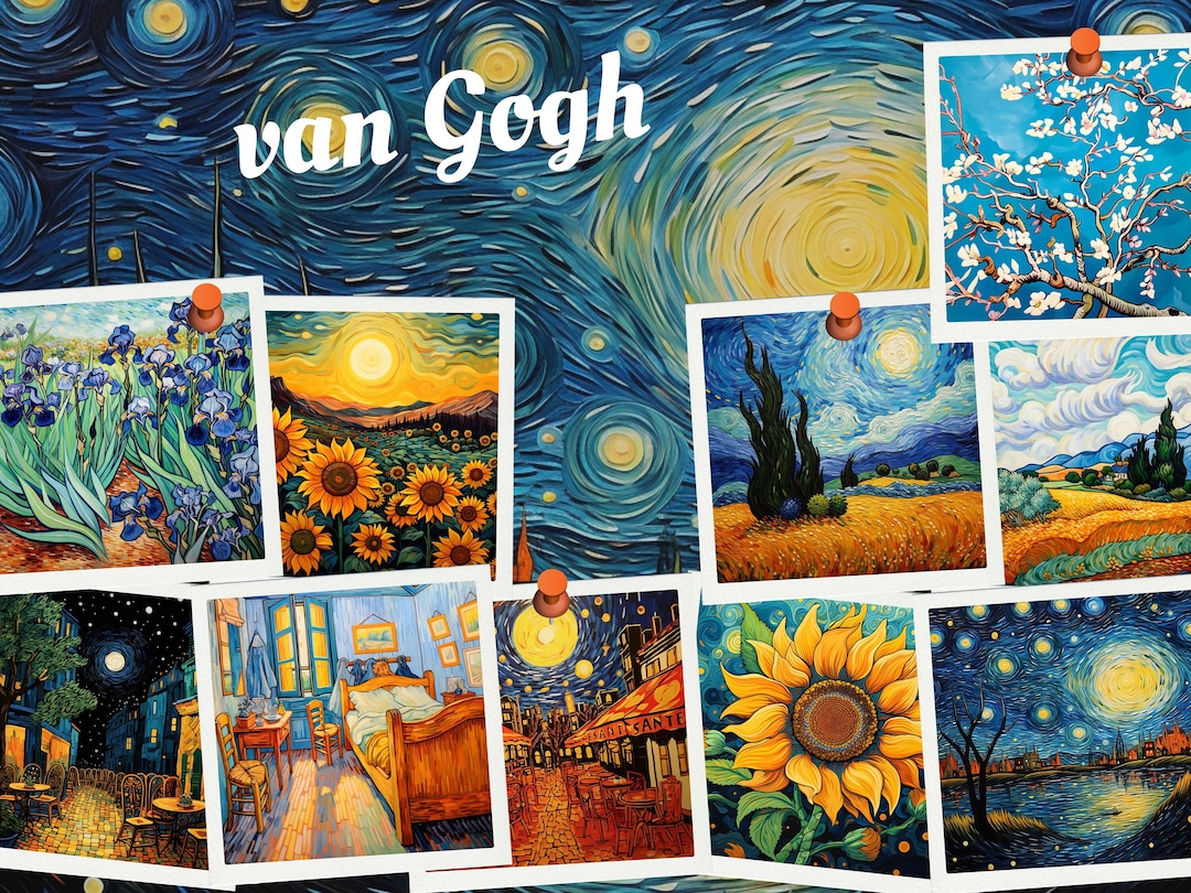Van Gogh Digital Paper: Starry Night, Sunflowers (PNG Files) - Etsy