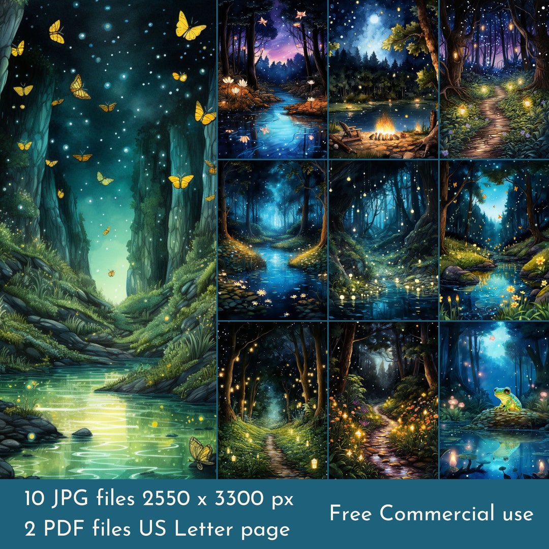 Magical Fireflies Junk Journal Pages: Printable Scrapbook Kit (PDF ...