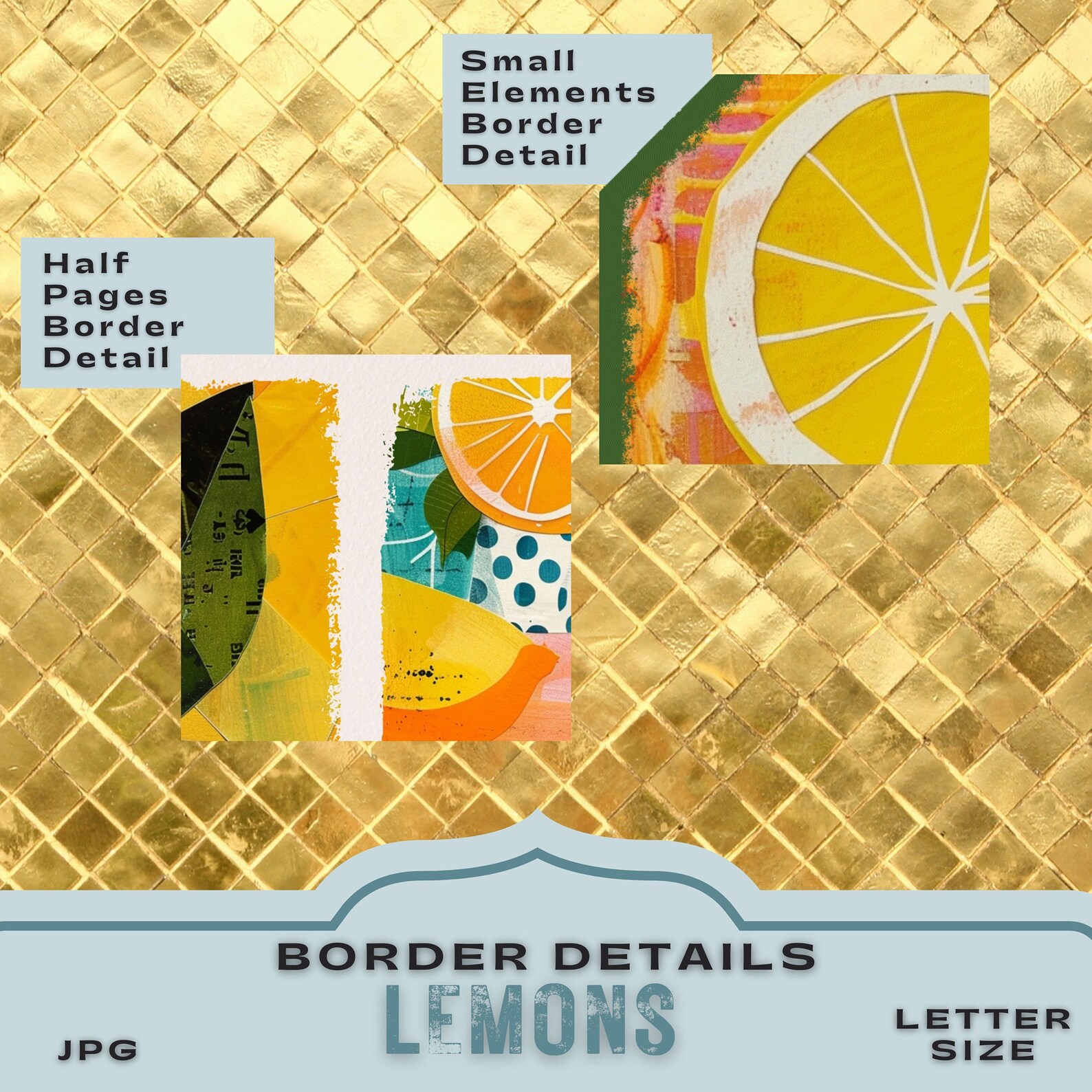 Lemon Citrus Paper Collage Kit: Printable Journal 30 Jpg Letter Size ...