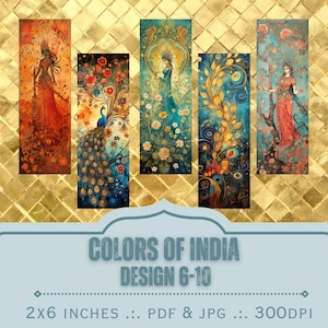 Colors of India Bookmarks: Printable Indian Art, 10 Designs (PDF & JPEG ...