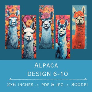Printable Bookmarks - Colorful Alpaca - Lama. Printable PDF and JPEG ...