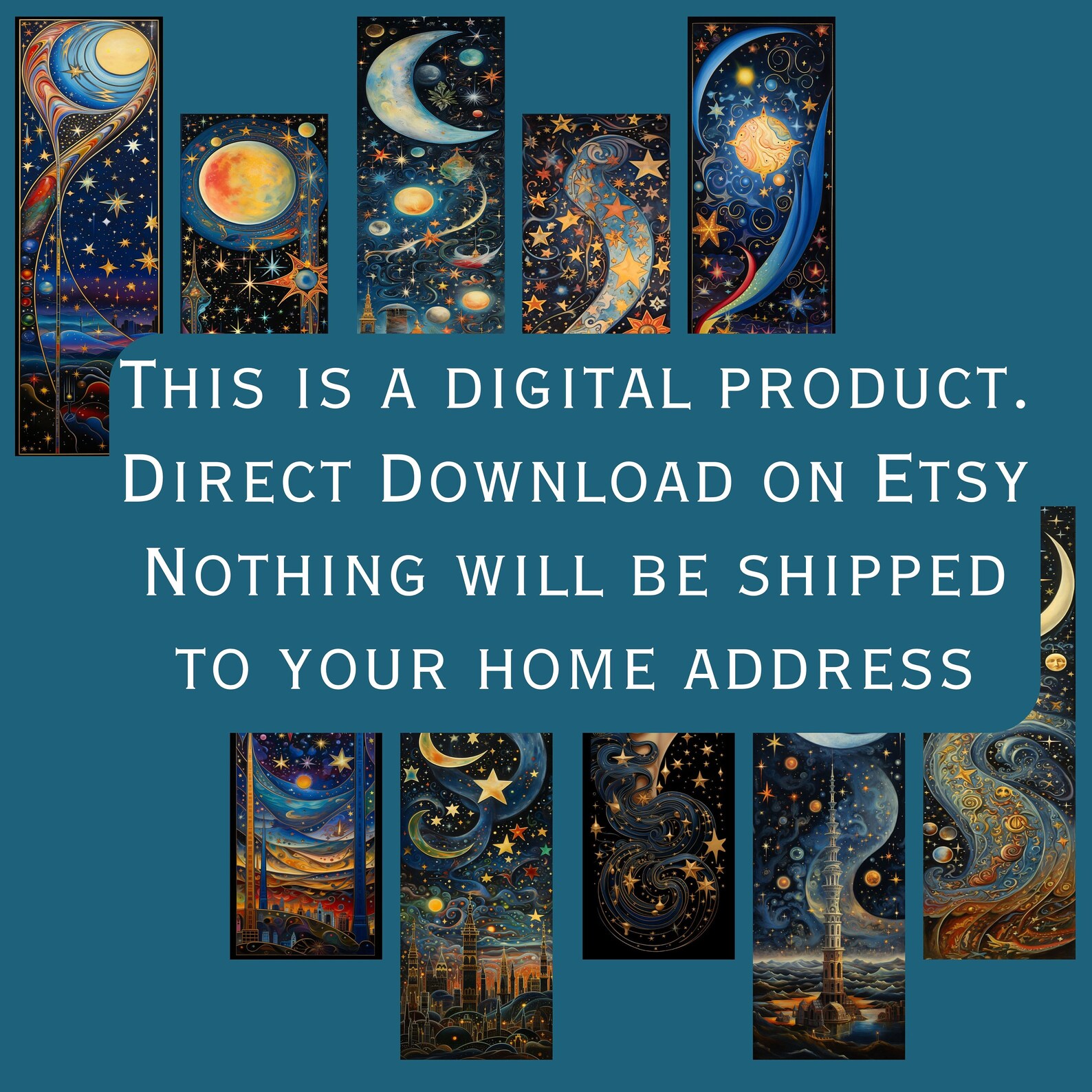 Print and Cut Bookmark Set Moon and Stars. Printable PDF and JPEG Files ...