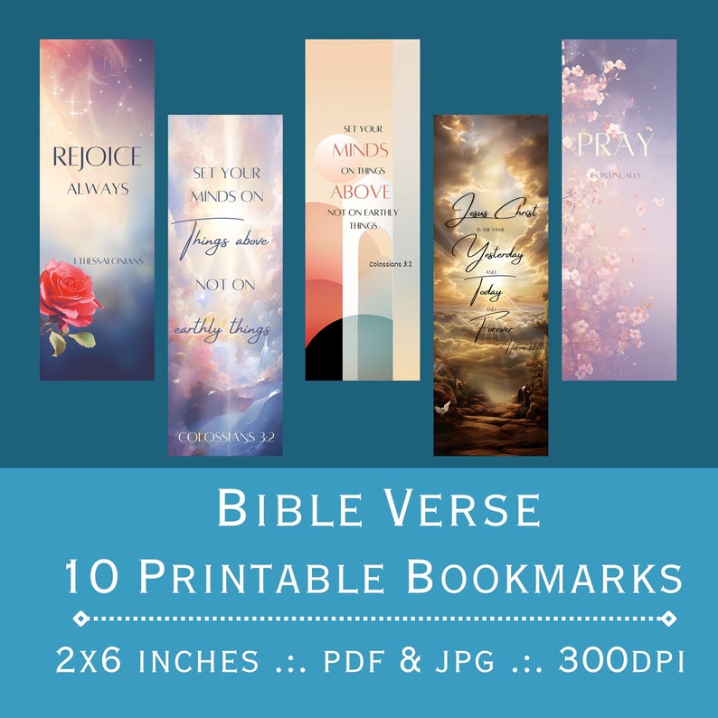 Bible Verse Bookmark. Printable Bookmarks. Printable PDF and JPEG Files ...