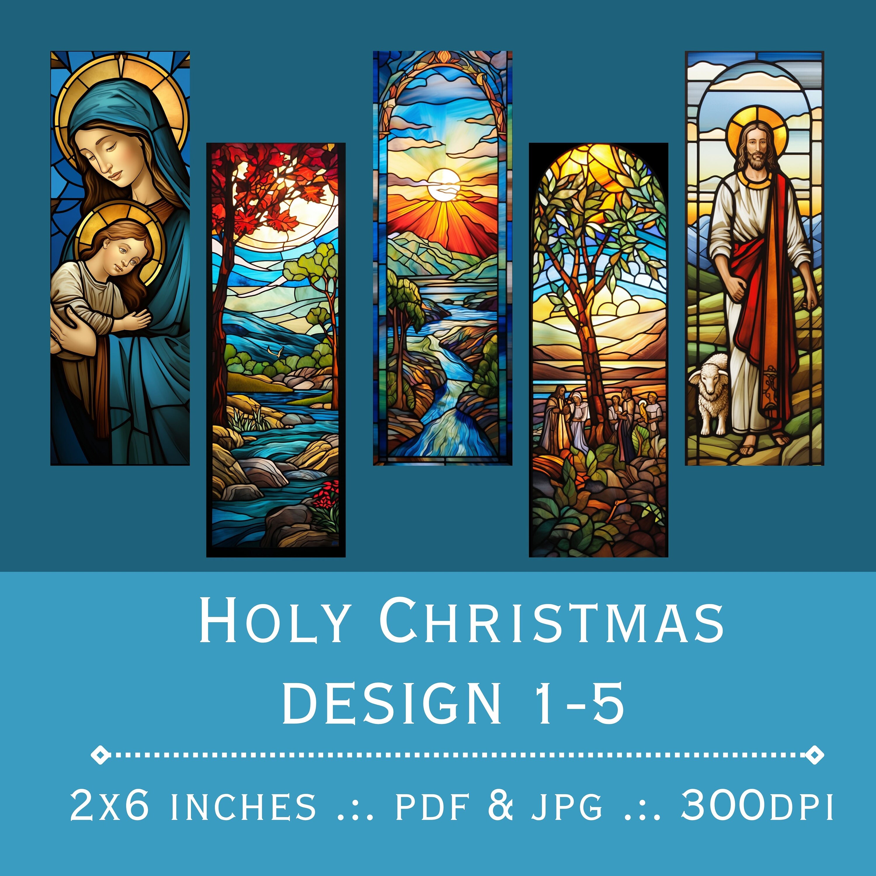 Stained Glass Bookmarks: Religious Art, Print and Cut (PDF & JPEG) - Etsy