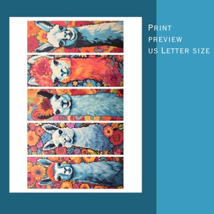 Printable Bookmarks - Colorful Alpaca - Lama. Printable PDF and JPEG ...