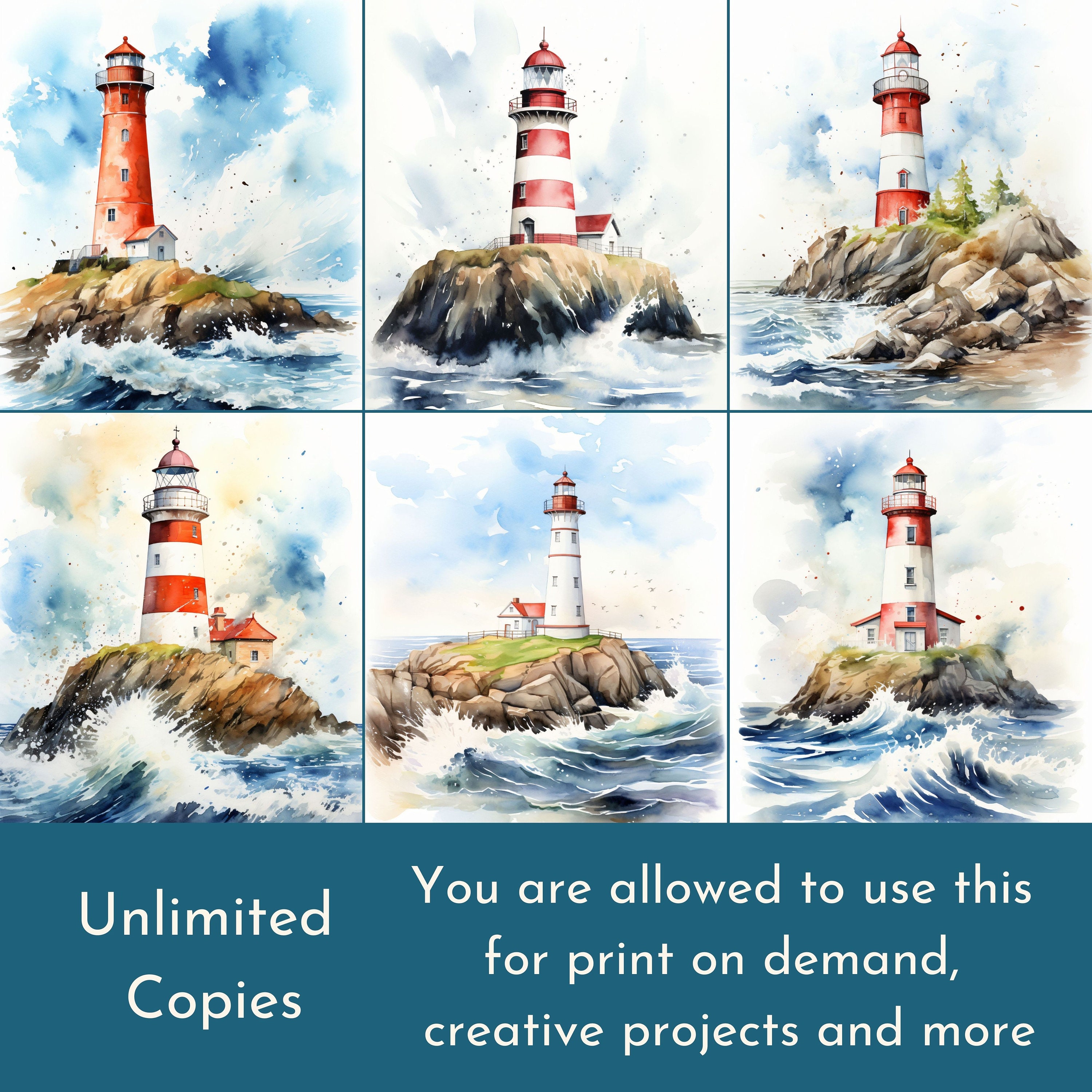 Lighthouse. PDF File and Printable JPEG Files. 300dpi. - Etsy