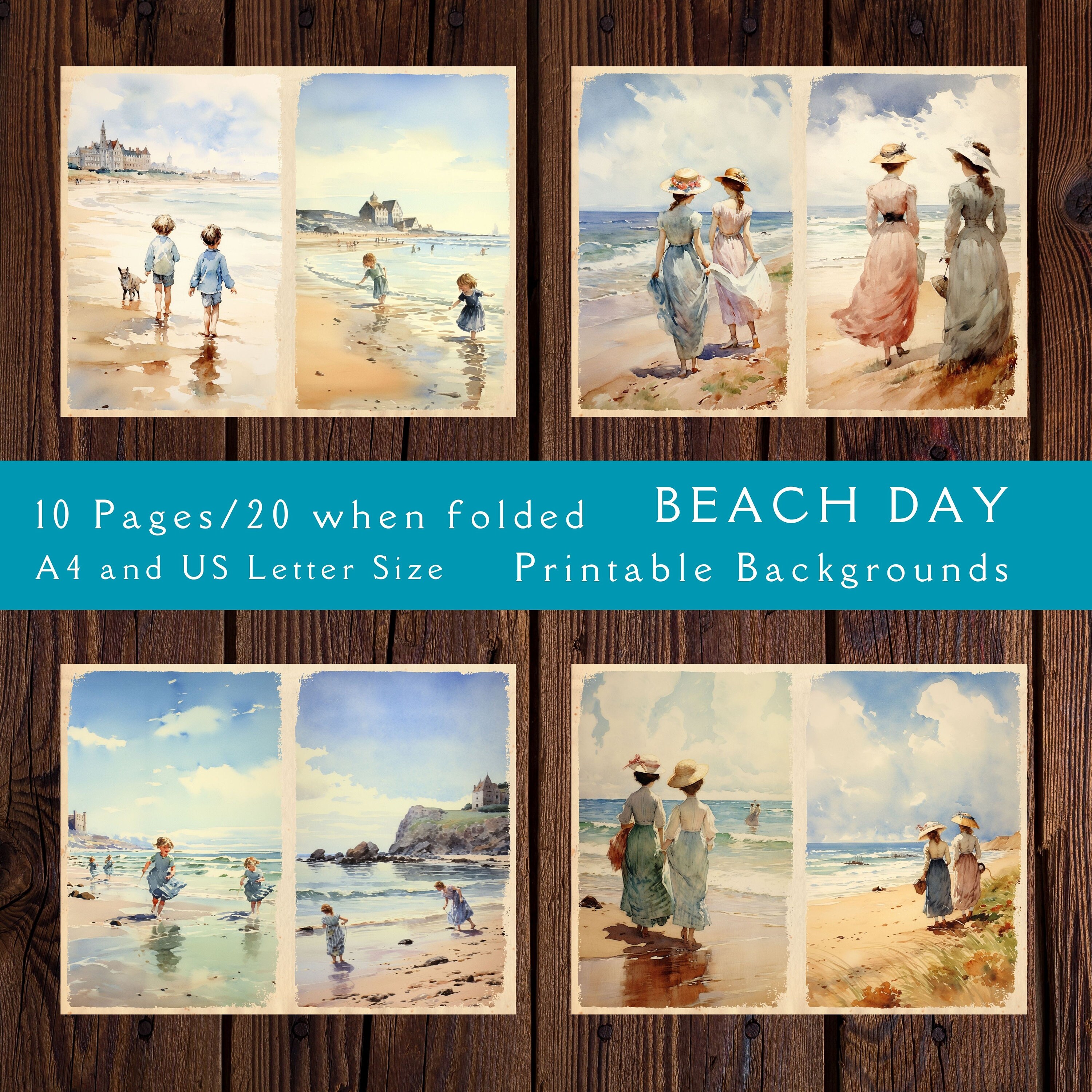 Day at the Beach Junk Journal Pages Retro Summer Printable - Etsy