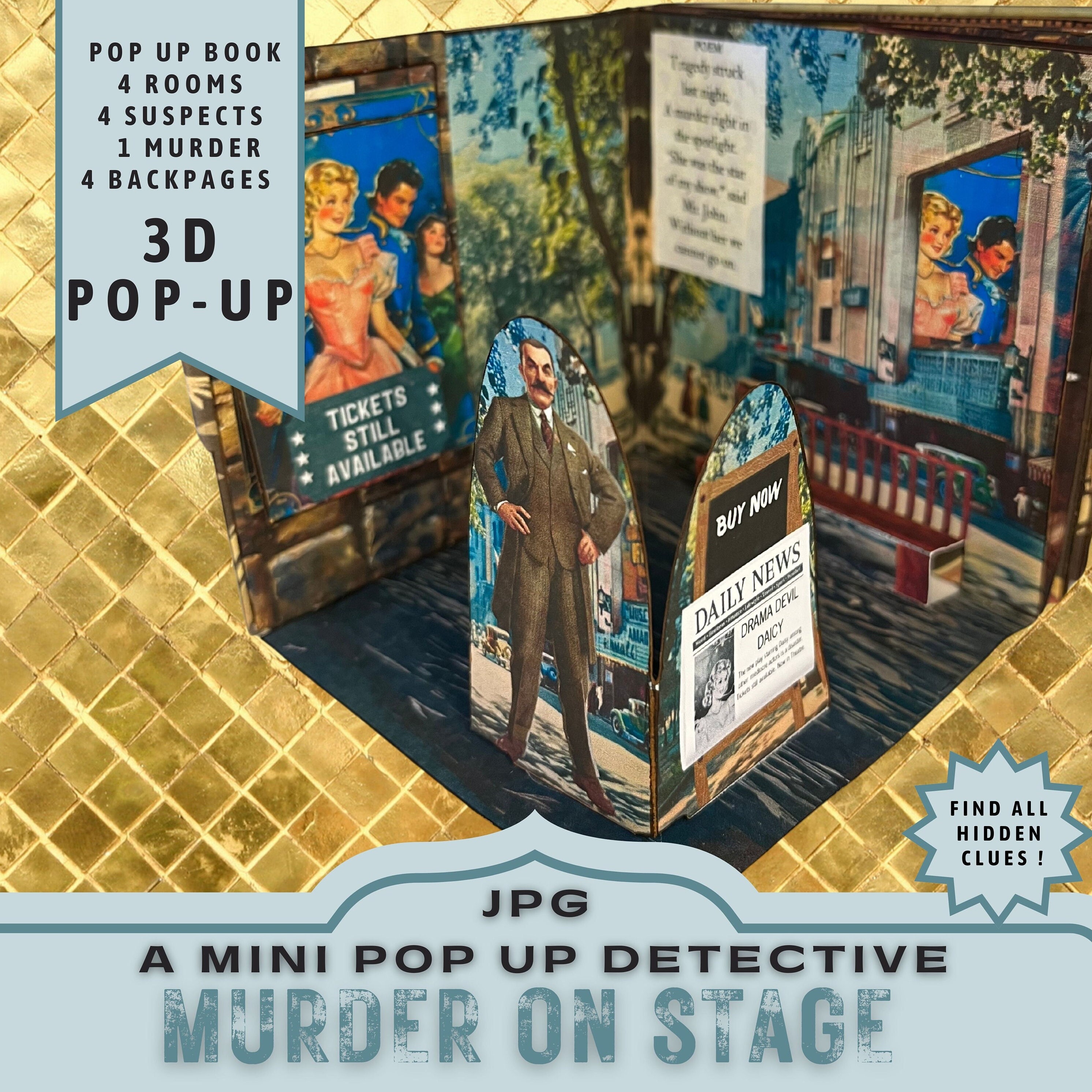 Pop Up Detective Printable Pop Up Book Kit, Journal Folio, Mini Pop Up ...