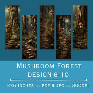 Mushroom Forest Printable Bookmarks: Fantasy Art (PDF & JPEG) - Etsy
