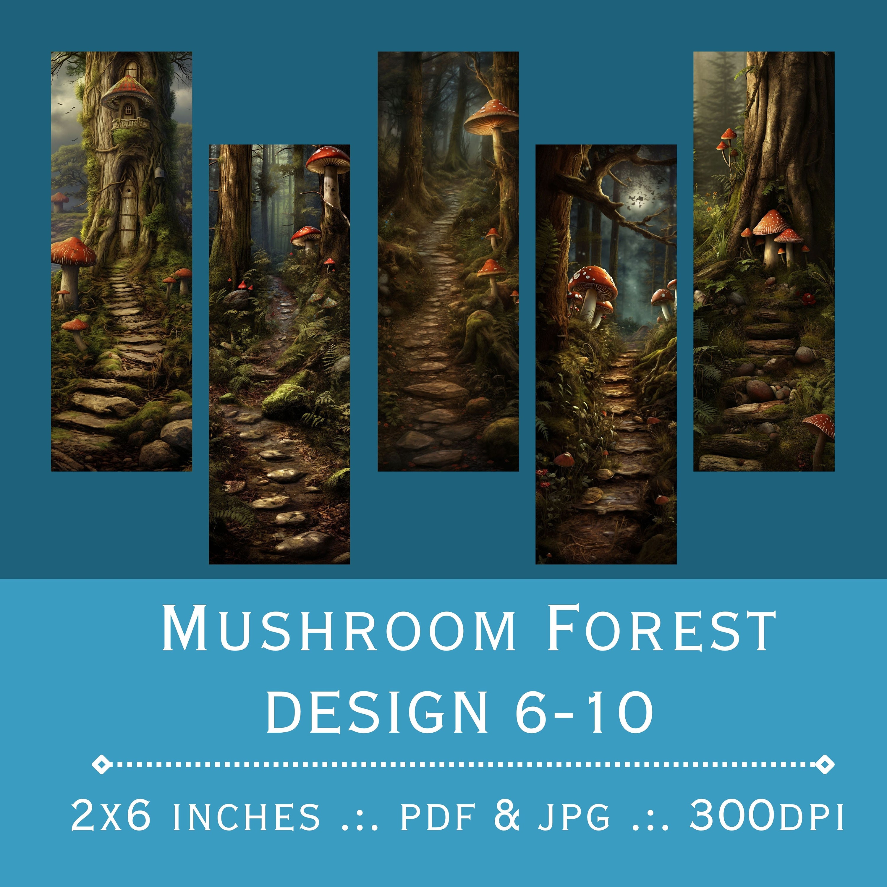 Mushroom Forest Printable Bookmarks. Printable PDF and JPEG - Etsy