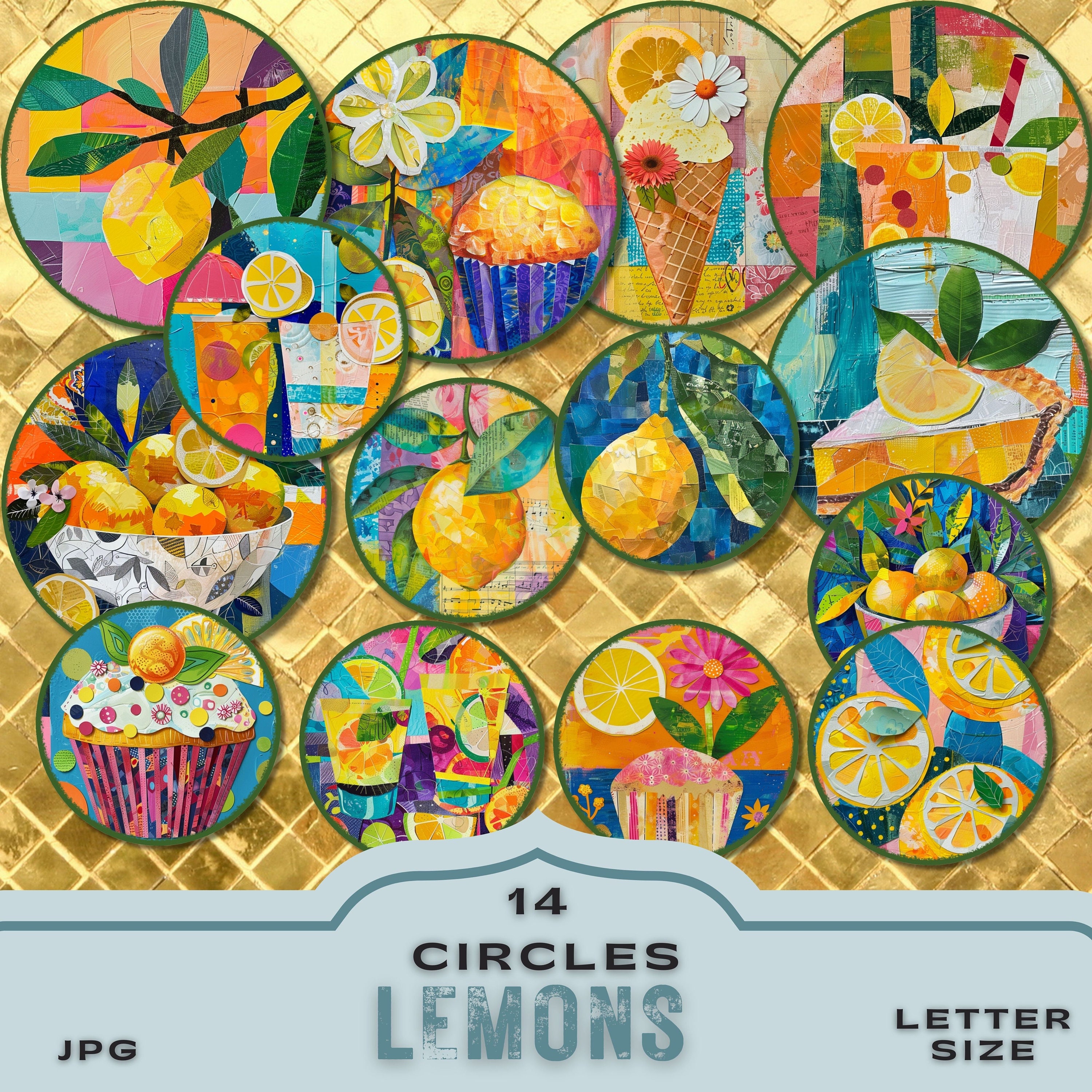 Lemon Citrus Paper Collage Kit: Printable Journal 30 Jpg Letter Size ...