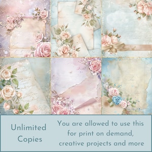 Floral Love Letter Digital Paper: Pastel Scrapbook Pages (JPEG & PDF ...