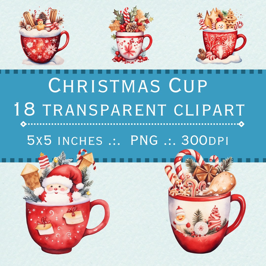 Cozy Christmas Mug Clipart. Pastel Christmas Clipart, Christmas ...