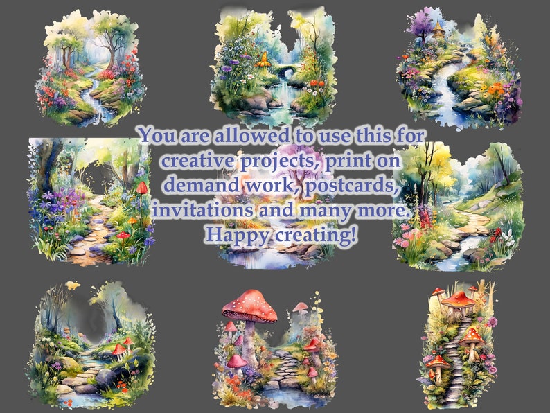 Fantasy Clip Art. Forest Clipart Enchanted Forest Clipart - Etsy