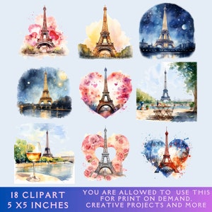 Eiffel Tower Clipart. Watercolor Paris Clipart Watercolor - Etsy