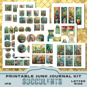 Succulents, Colorful Plants Junk Journal Kit, Half Pages, Full Pages ...