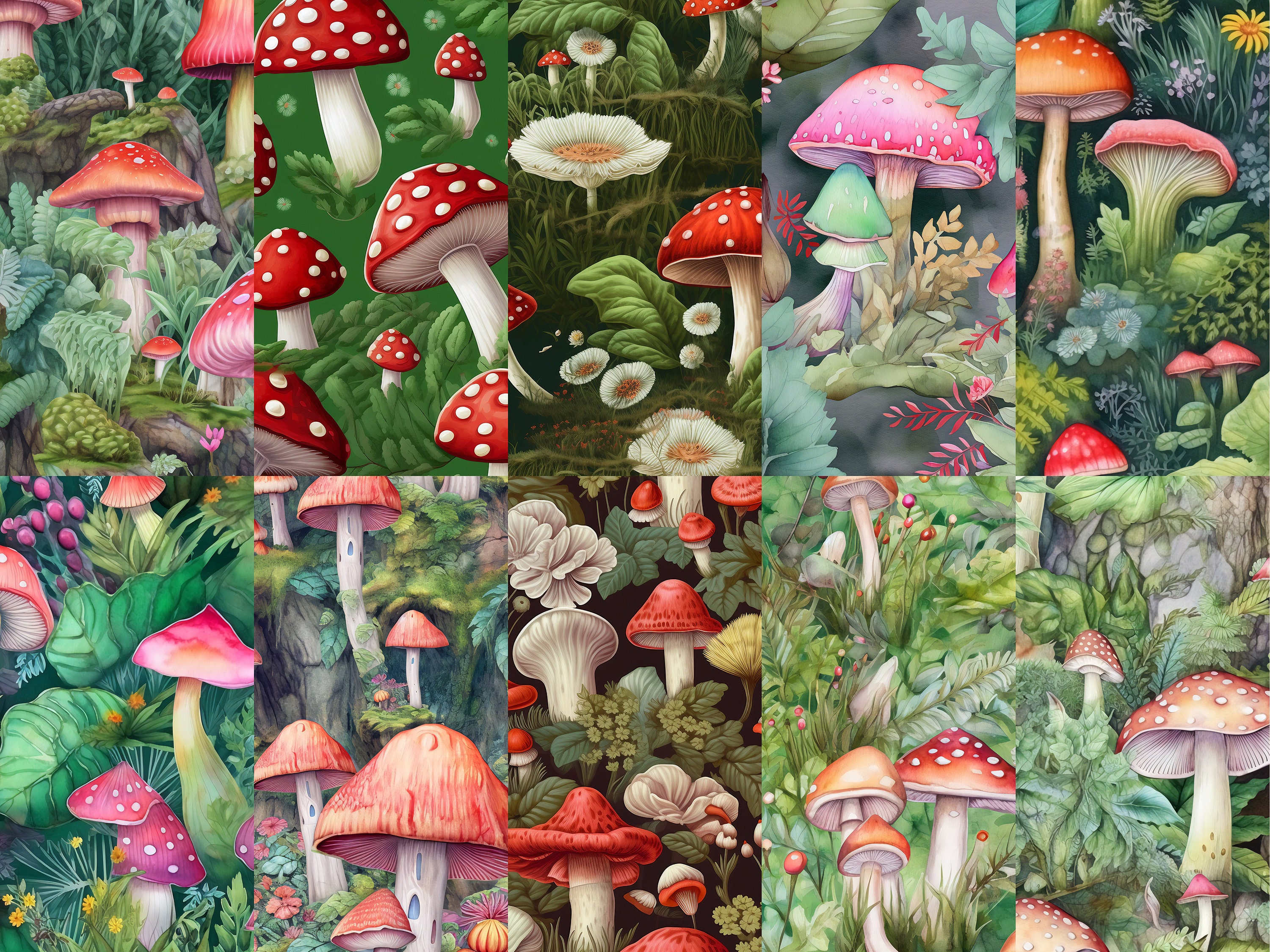 Mushroom Digital Paper Printable Scrapbook Paper Mushroom - Etsy