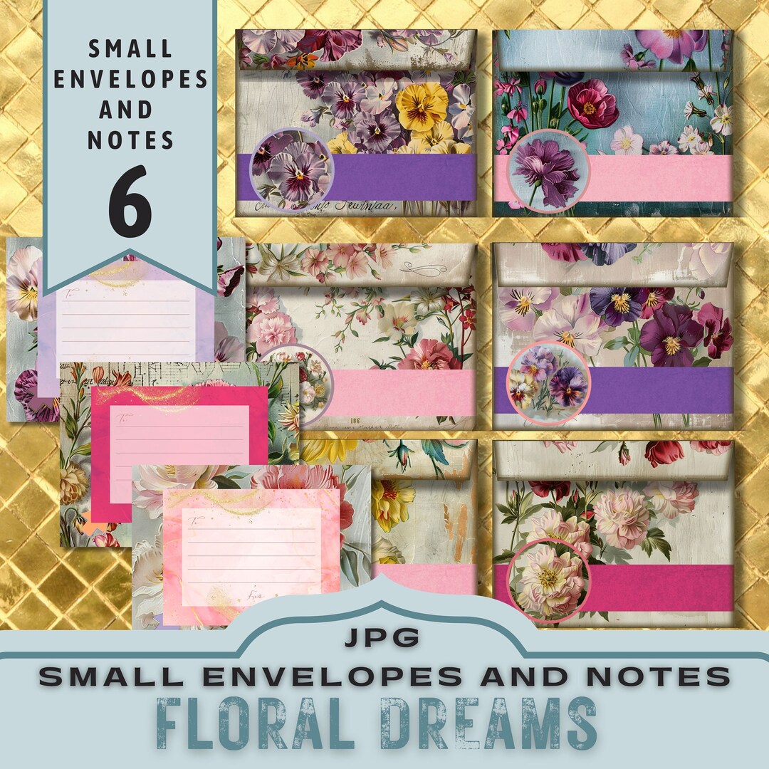 Floral Dreams Printable Envelopes, Print and Cut Small Envelopes for ...