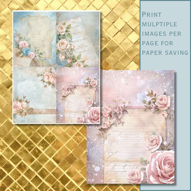 Floral Love Letter Digital Paper: Pastel Scrapbook Pages (JPEG & PDF ...