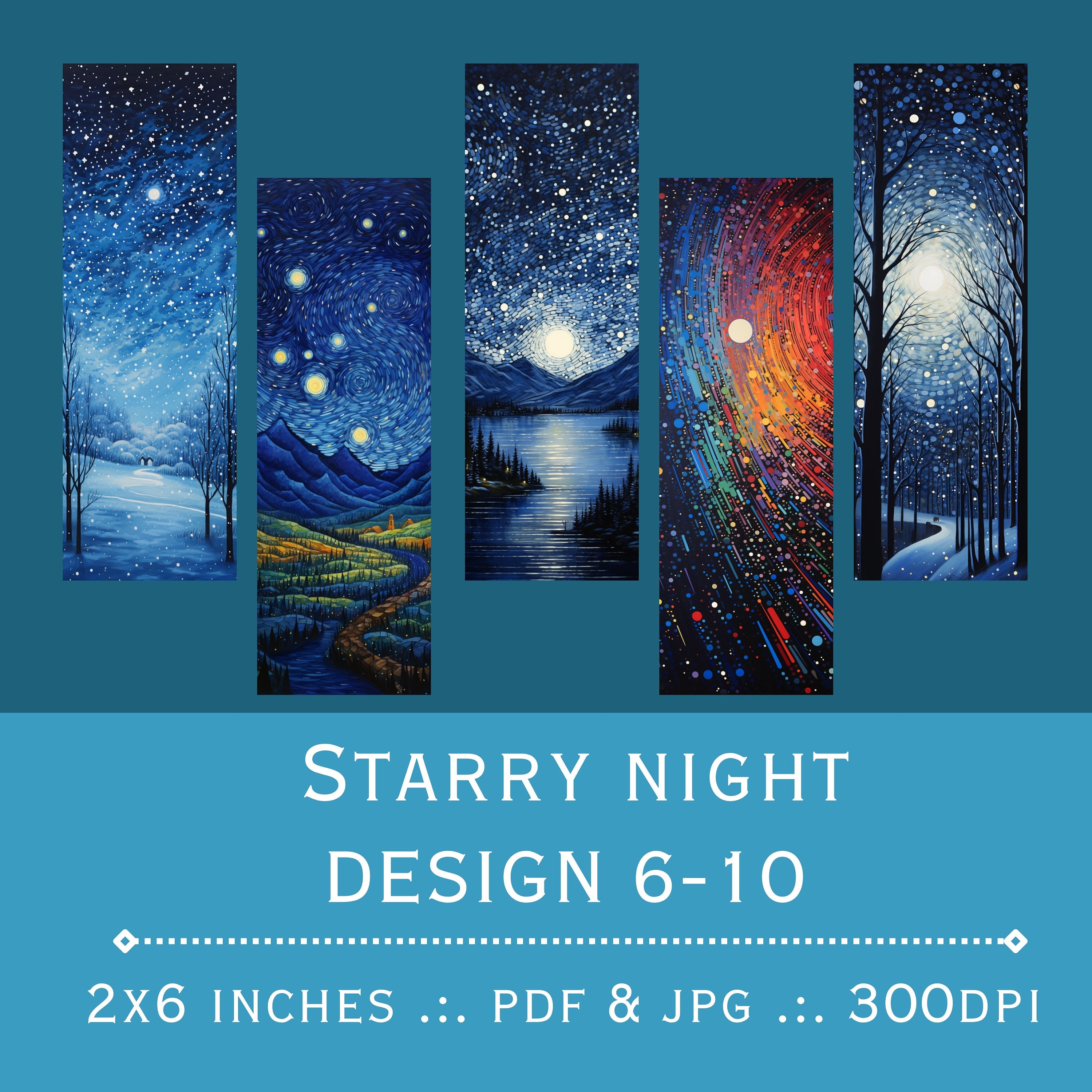 Starry Night Bookmarks: Dot Art, Print and Cut (PDF & JPEG) - Etsy UK