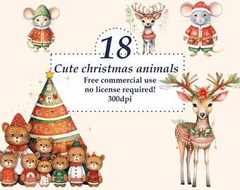 WINTER FRIENDS 1 Digital Clipart Set Merry Christmas - Etsy Portugal