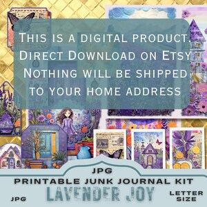 Lavender Joy Junk Journal Kit, Half Pages, Full Pages, Cards, Tags ...