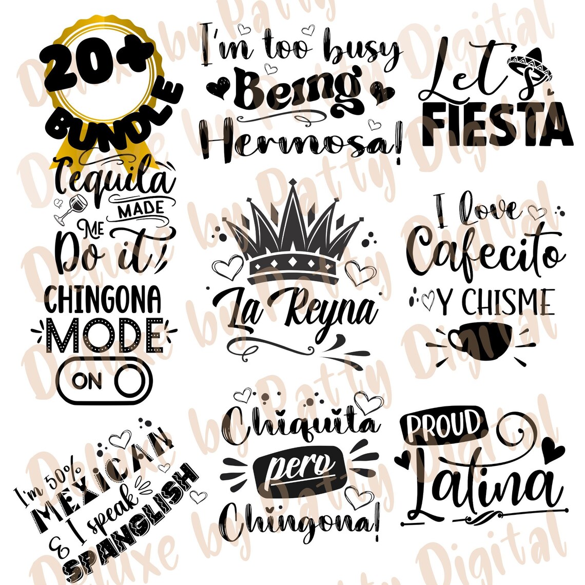 Digital Download Latina SVG Design Bundle Cricut Latina Png Poderosa ...