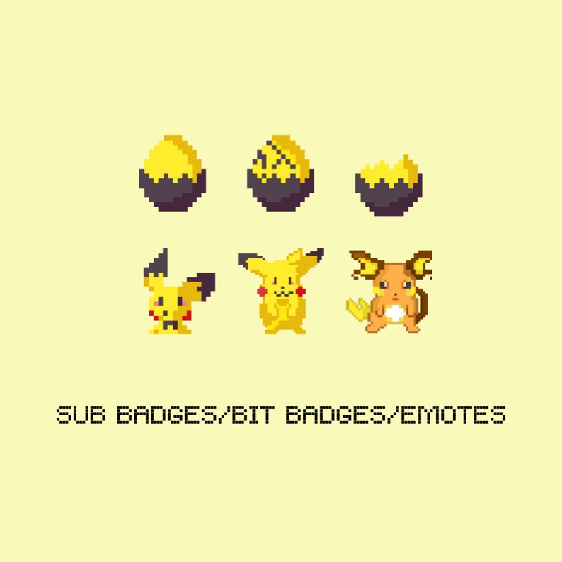 Pokemon Pikachu Evolution Pixel Sub Badges Pack 6 for Twitch | Badge ...