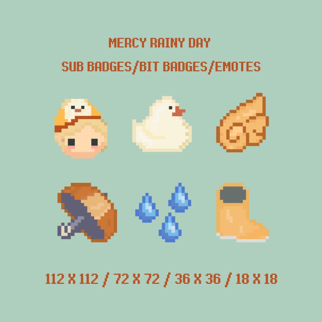 Mercy Rainy Day Sub Badges/bit Badges/emotes | Overwatch | Cute Kawaii ...