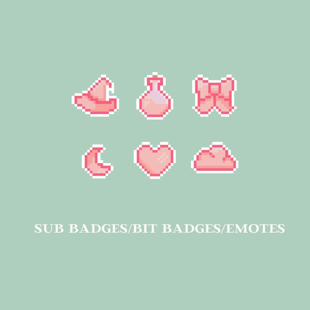 Cute Pink Sub Badges |pixel Sub Badges Pack 6 for Twitch | Badge for ...