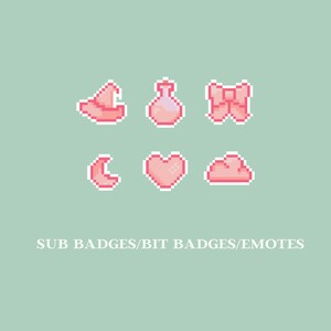 Cute Pink Sub Badges |pixel Sub Badges Pack 6 for Twitch | Badge for ...
