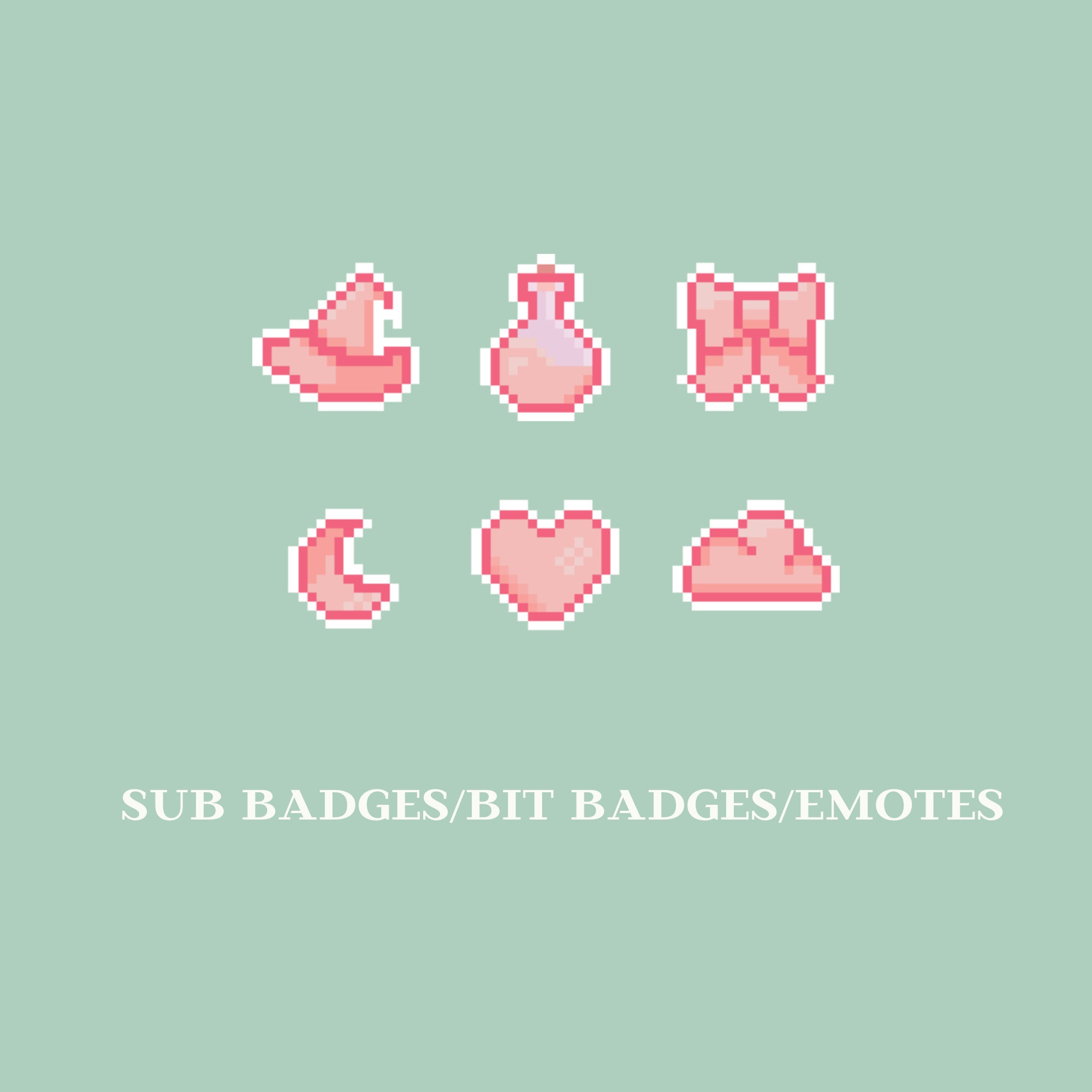 Cute Pink Sub Badges pixel Sub Badges Pack 6 for Twitch Badge for ...