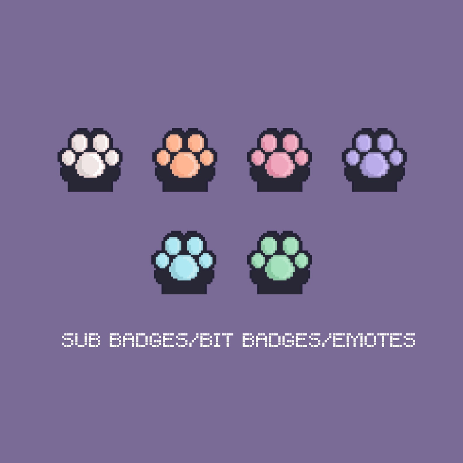 Cat Paw Sub Badges Kawaii Sub Badges Cute Pixel Sub Badges Pack 6 Bits ...