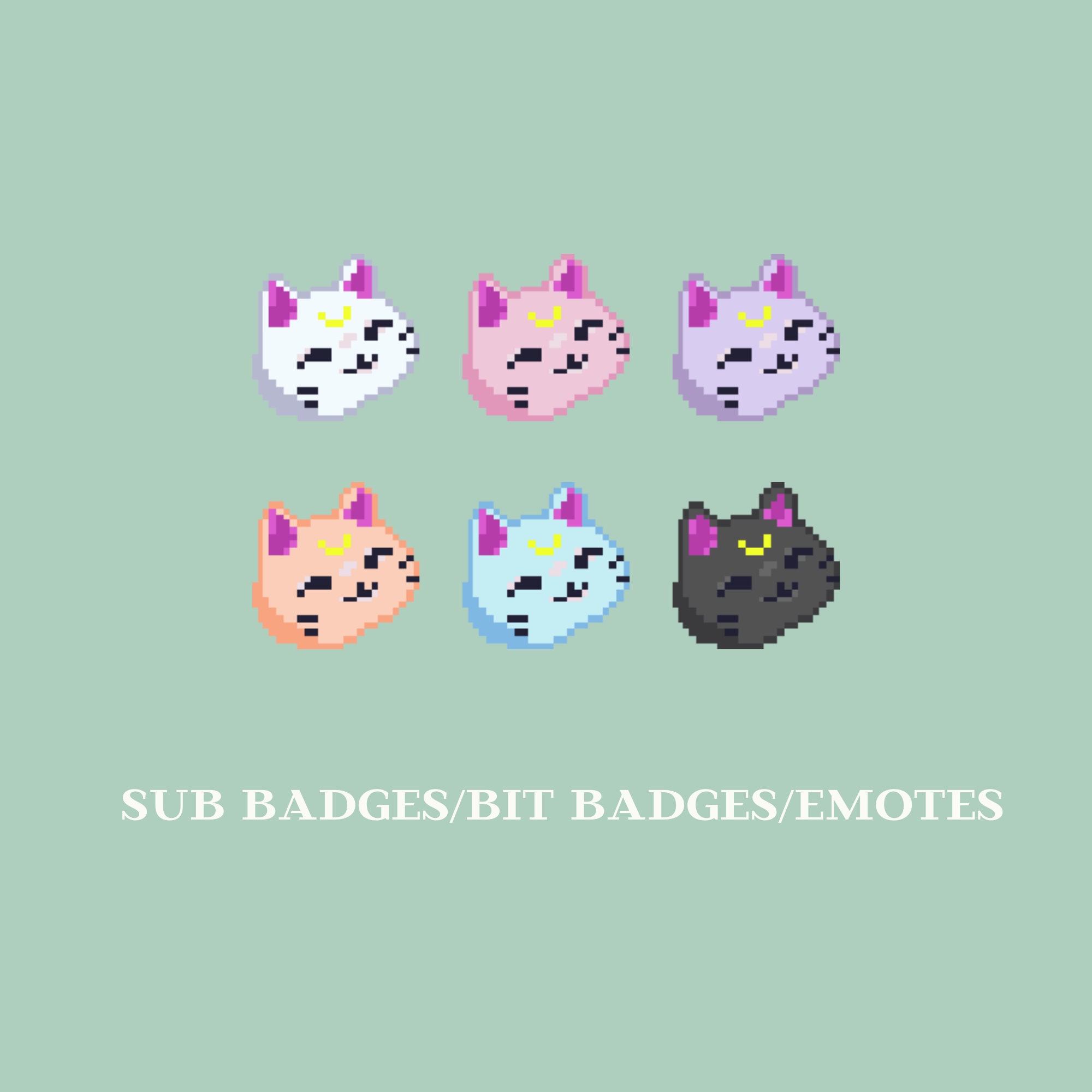 Cute Cat Sub Badges | Kawaii Sub Badges | Cute Pixel Sub Badges Pack 6 ...