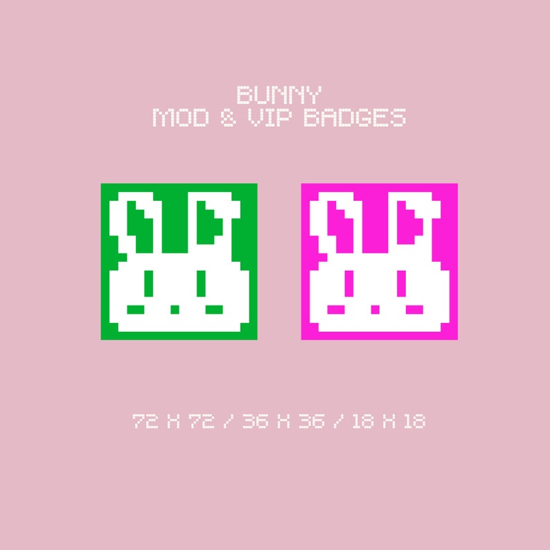 Pixel Bunny Mod & VIP Badge | Twitch Animal Badges | - Etsy