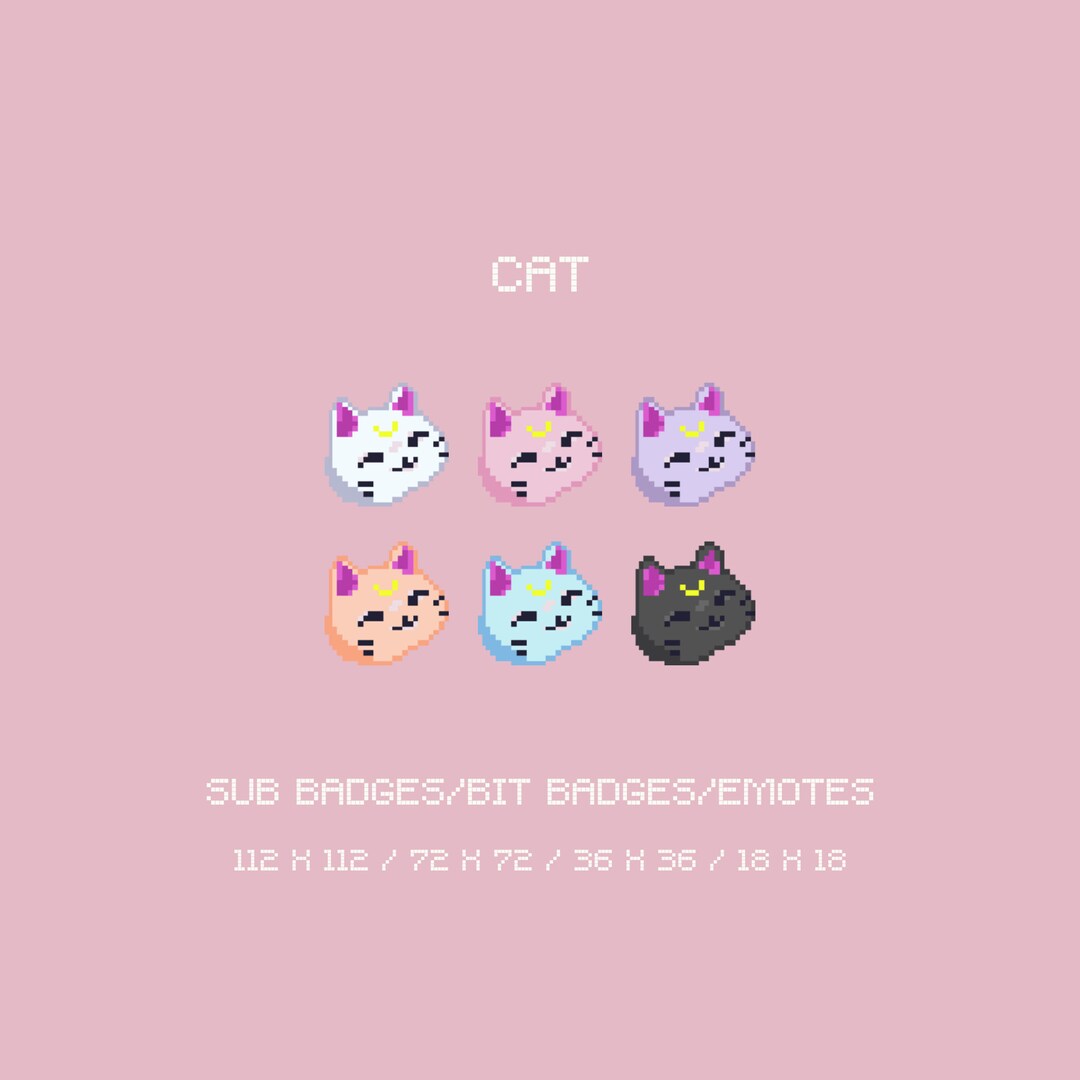 Cute Cat Sub Badges Kawaii Sub Badges Cute Pixel Sub Badges Pack 6 Bits ...