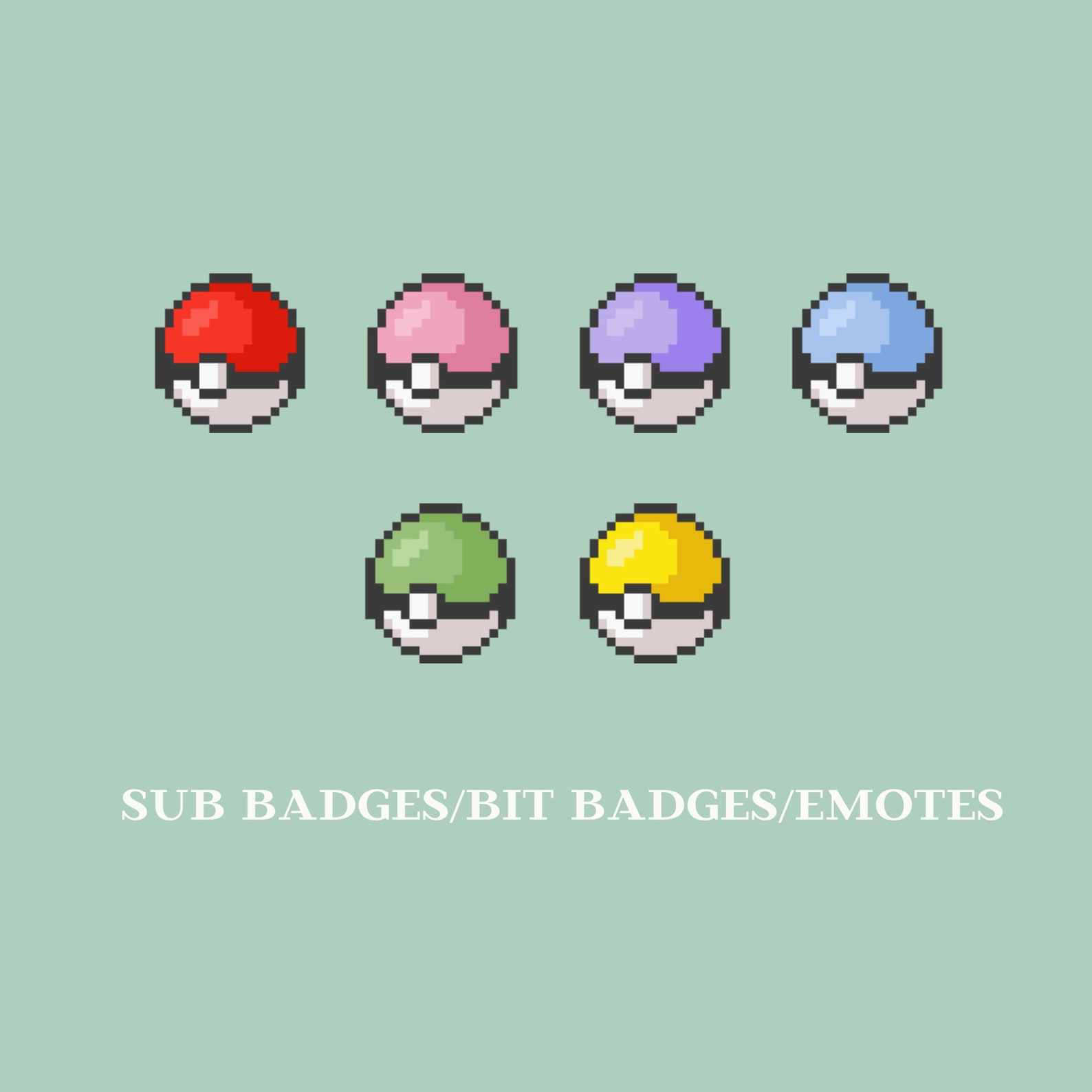 Cute Pokemon Pokeball Sub Badges Pack 6 for Twitch Badge for Streamers ...