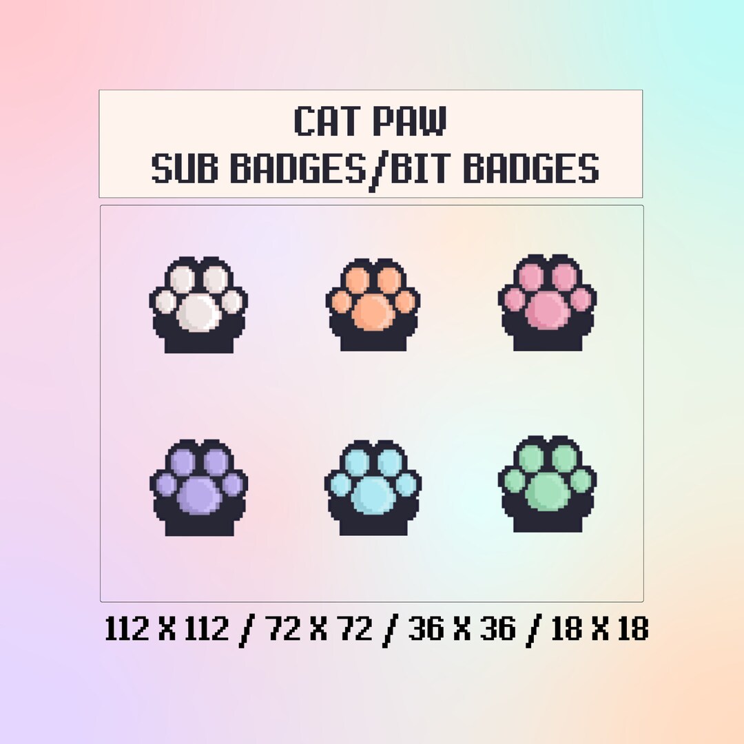 Cat Paw Sub Badges Kawaii Sub Badges Cute Pixel Sub Badges - Etsy